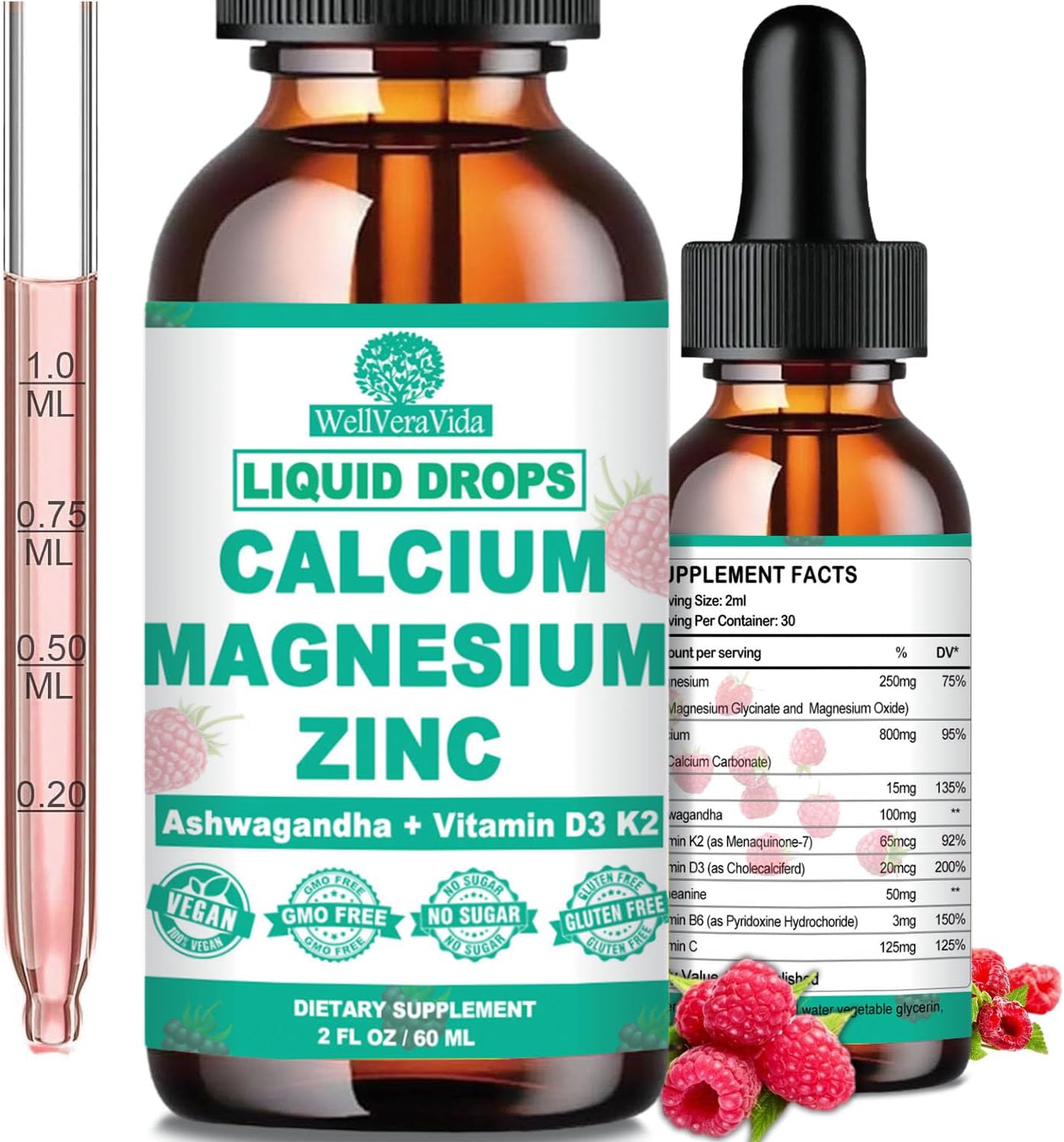 Calcium Magnesium Zinc D3 with Calm Magnesium Glycinate Plus Ashwagan ...